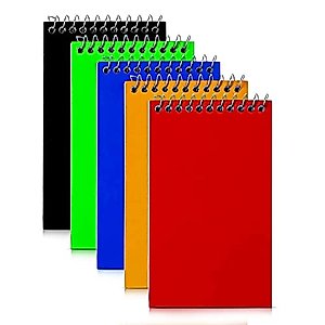Ready Office Wirebound Spiral Memo Books, Small Notepad with Top-Opening, College Ruled, Mini Note Books, 3" x 5", 75 Sheets/Pad - 5 Pads/Pack
