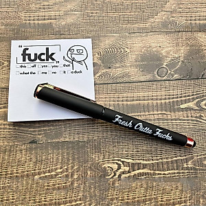 Fresh Outta Fucks Pad and Pen, Snarky Novelty Fresh Outta Fucks Pen Set, Funny Desk Accessory Gifts for Friends Colleagues Boss (Red)