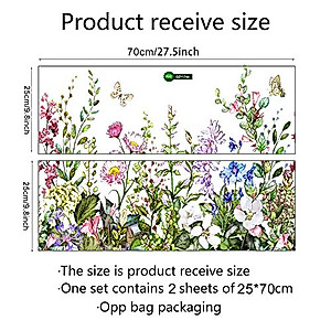 Colorful Flowers Wall Stickers, ULENDIS Peel and Stick Green Plants Flower Grass Butterfly Wall Decals, DIY Removable Wall Art Sticker Decals Decor for Kids Babys Bedroom Living Room Nursery