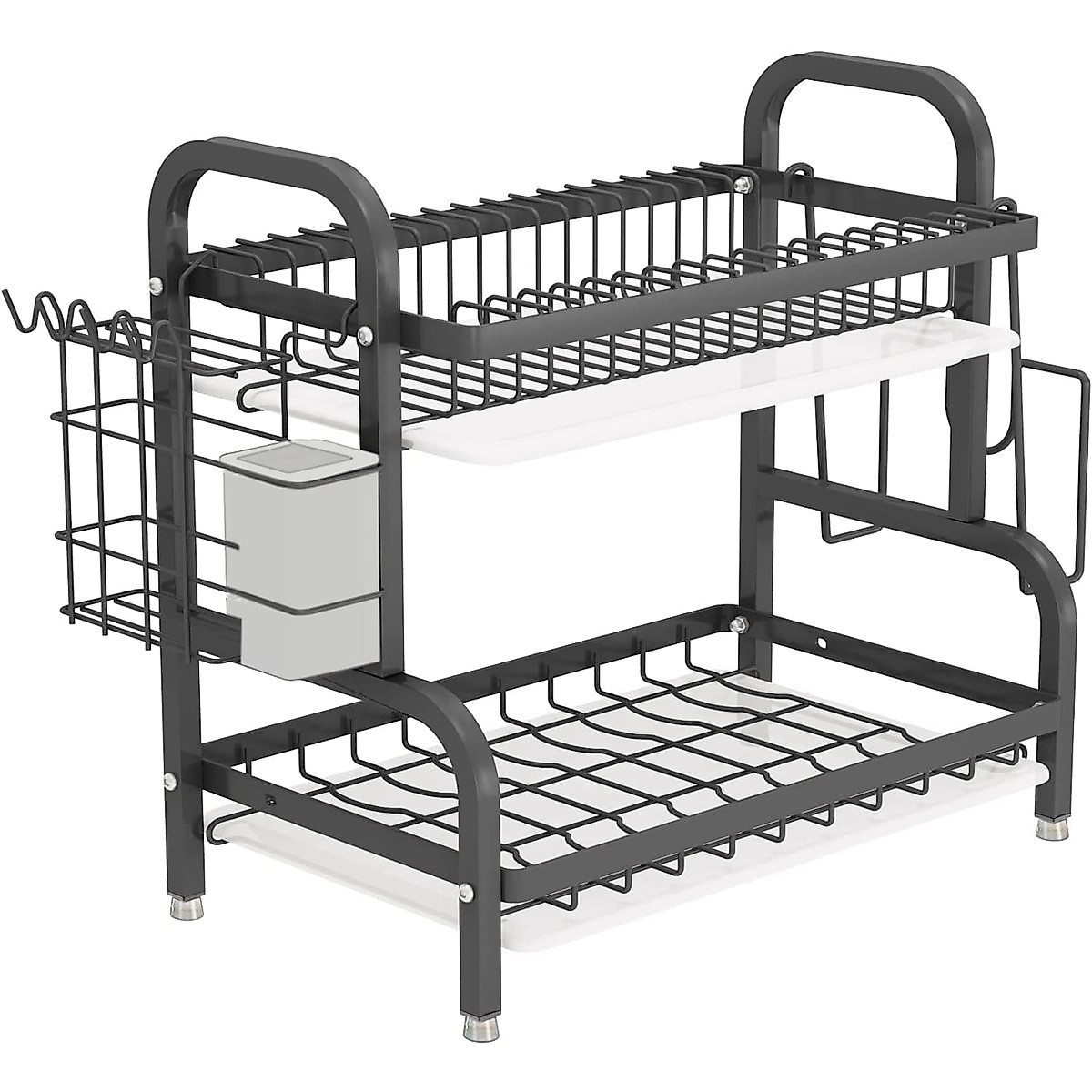 Dish Drying Rack (16.7"), Kitchen Organization Storage Shelf Stainless Steel Dish Drainer Rust-poof Dish Racks for Organizer Home Kitchen Counter with Drainboard, Utensil Holder, Cutting Board Holder