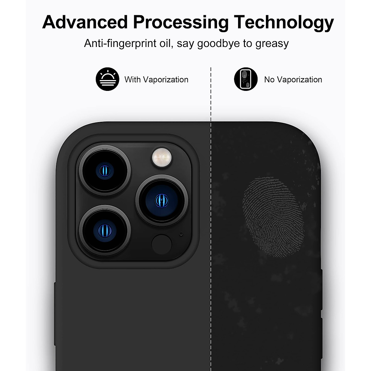 HOOMIL Silicone Case for iPhone 14 Pro 6.1-Inch, Skin-Friendly Soft Touch Cover, Anti-Scratch Microfiber Lining, Black