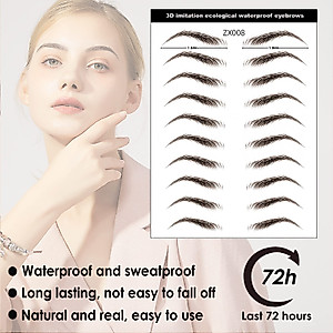 DAGEDA Brown 40 Pairs 4 PC 4D Eyebrow Transfers Stickers, Long Lasting Natural Waterproof Bionic Eyebrow Water Transfer Tattoo Eyebrow Sticker For Woman Man Makeup Tool（#ZX-008）