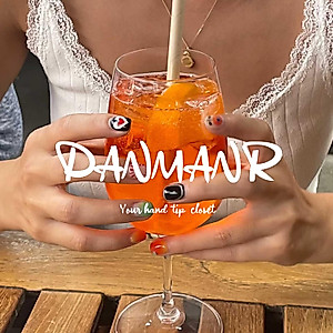 DANMANR Square Press on Nails Short Fake Nails French Acrylic Full Cover False Nails for Women and Girls 24PCS (Pink almond french)