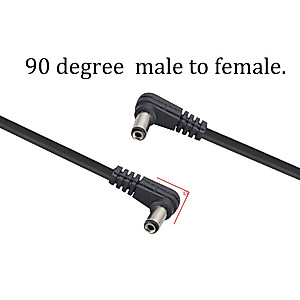 HCFeng Double Elbow DC 5.5mm x 2.1mm Cable DC 5.5mm x 2.1mm 90 Degree Right Angle Male to Male Power Adapter Cable for CCTV Surveillance Security Camera LED Strip DVR (22 AWG)[2 Pack/ 5ft]