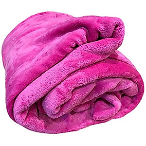 Home Must Haves Solid Hot Pink Affordable Fleece Super Soft Warm Cozy Plush Premium Sofa Couch Picnic Bed Queen Size 80" x 80"