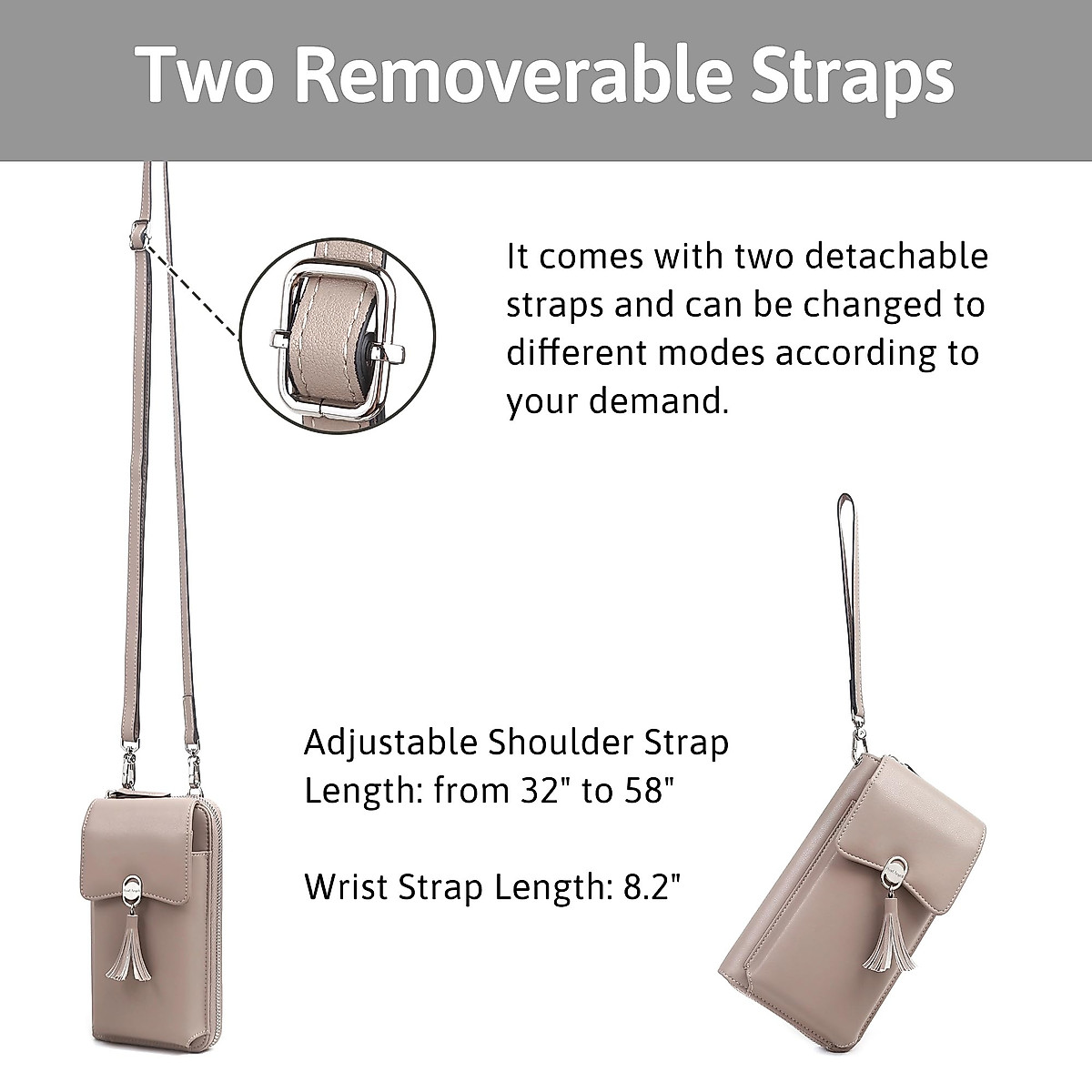 Pearl Angeli Small Crossbody Phone Bag RFID Women Wallet Cellphone Credit Card Purse with Adjustable Shoulder Strap