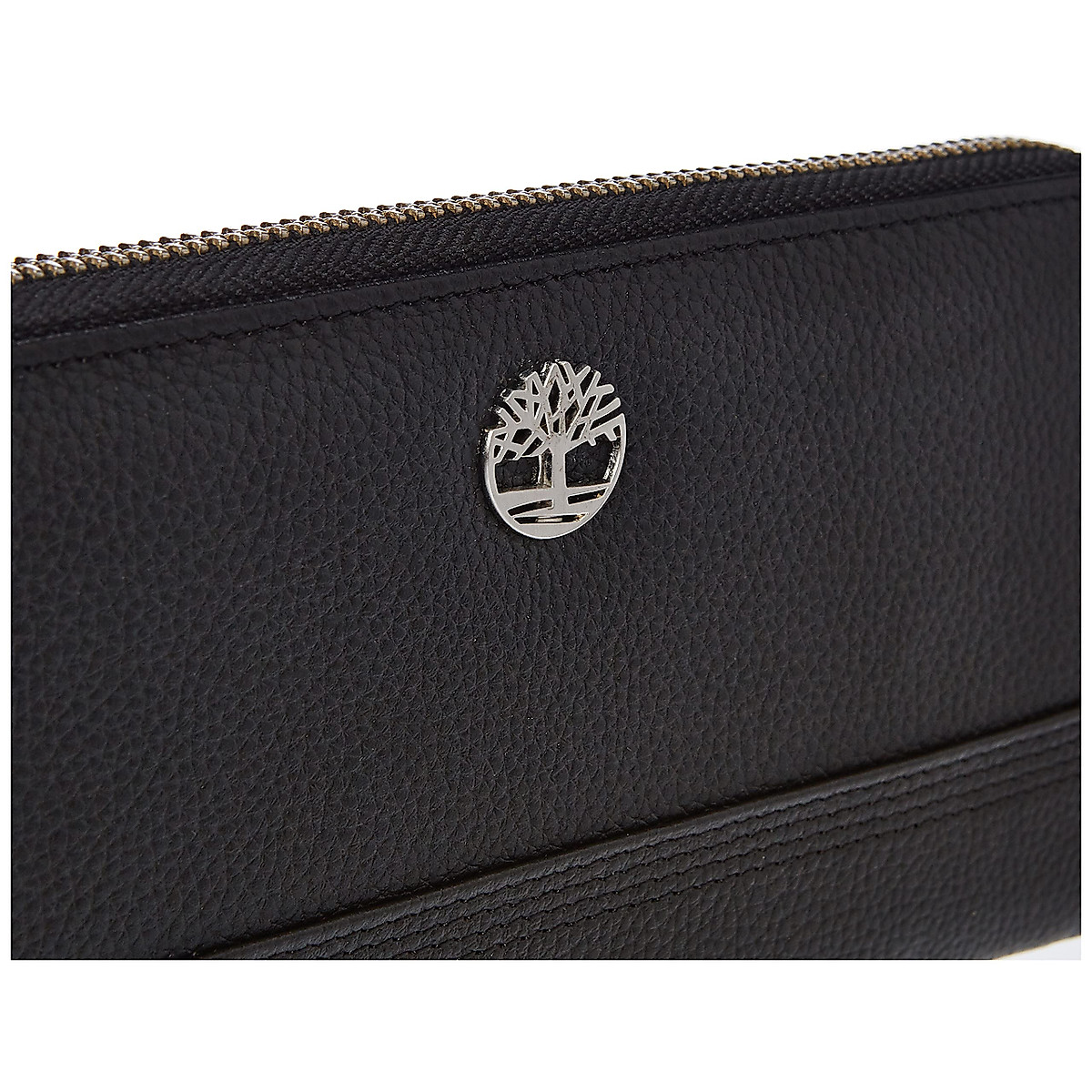 Timberland womens Leather Rfid Zip Around Wallet Clutch With Wristlet Strap, Black (Pebble), One Size