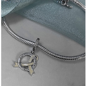 Cancer Ribbon Love Hope Strength 925 Sterling Silver Charms Beads Pendants for Pandora Bracelets & Necklaces Etc