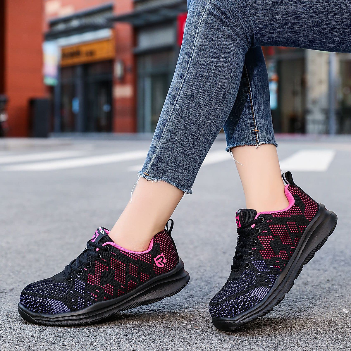 LARNMERN Steel Toe Shoes Women Tennis Comfortable Sneakers Work Lightweight Sneaker Safety Ladies Puncture Proof Women's Shoe 112K(9 Women, Purple)