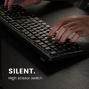 Perixx PERIBOARD-329 Wired USB Backlit Keyboard, Big Print Letter with 7-Color Illuminated LED, X Type High Scissor Keys, Black, US English Layout (11663)