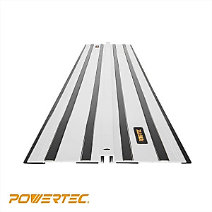 POWERTEC 71691 110 Inch Track Saw Guide Rail Connector Set for DeWalt Track Saws, Clamping Options Includes 2x55" Aluminum Extruded Guided Rails and (1) Guide Rail Connector for Woodworking Projects