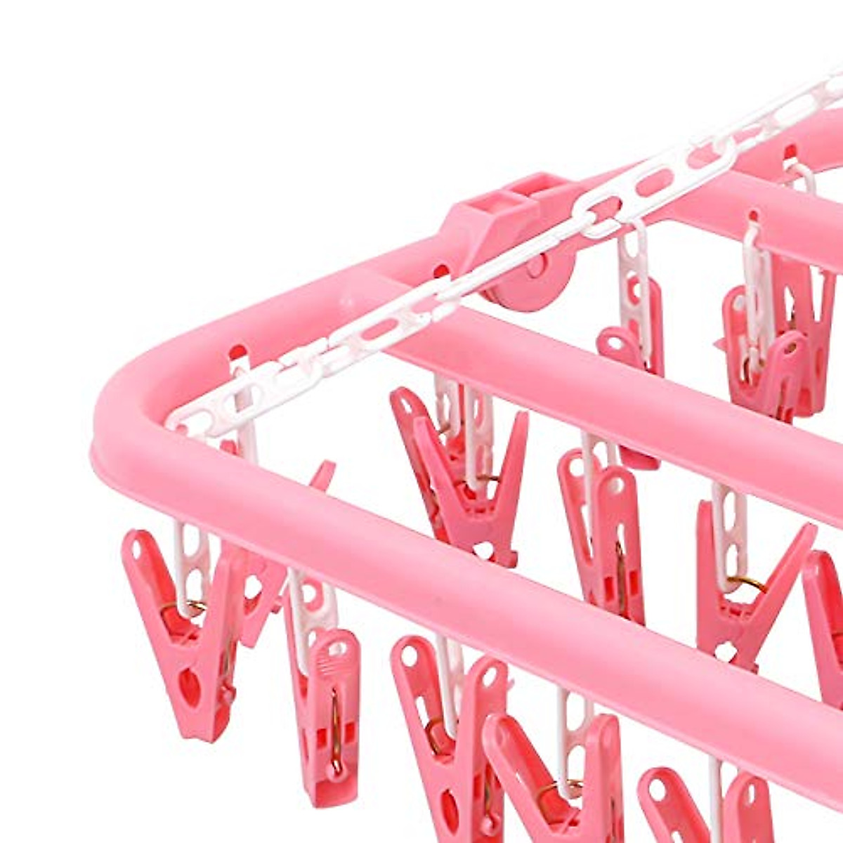 Groupcow Clip and Drip Hanger Clothes Hanger Drying Rack 32 Clips (Pink)