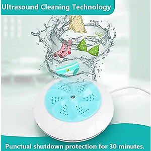 POCREATION Travel Portable Washing Machine, Mini Travel Portable Household Small Washing Machine Ultrasound Turbo Washer Laundry(Green)