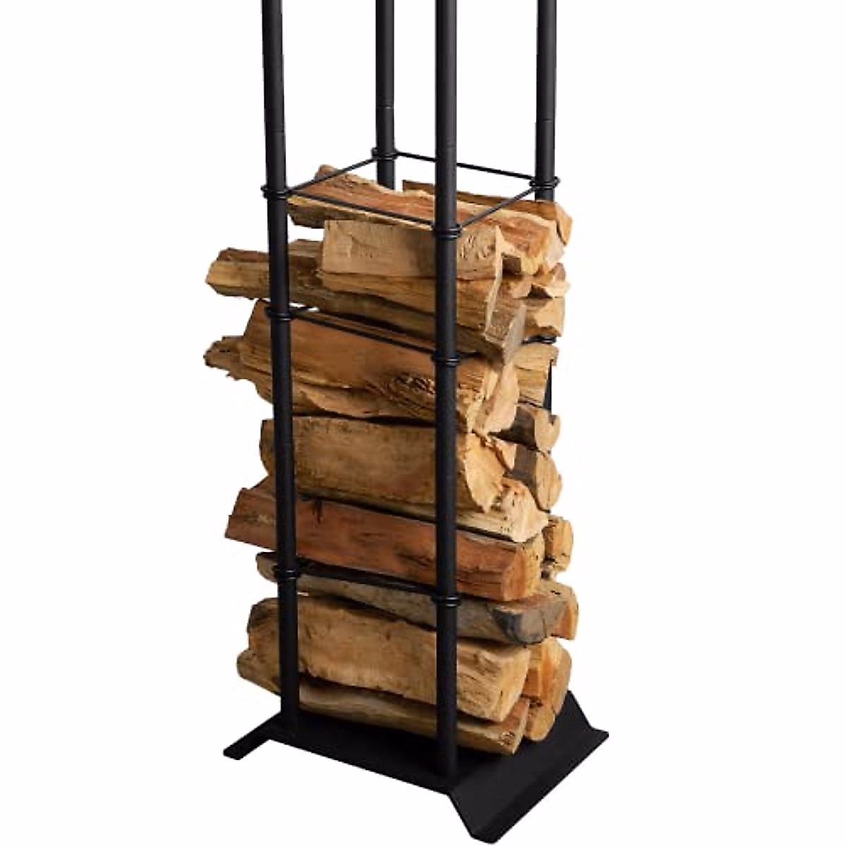 LEOPO Industrial Fireplace Log Holder Tower, Frame Indoor Outdoor Log Holder, Heavy Duty Wood Rack for Firewood