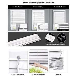 LazBlinds 2-inch Cordless Faux Wood Blinds with Royal Valance, Room Darkening Horizontal Window Blinds, Inside Mount Blinds for Windows - Actual Blinds Size: 70.5'' W x 72'' H - White
