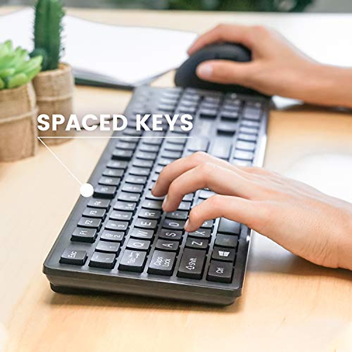 Perixx PERIBOARD-117 Wired USB Keyboard with Standard US Layout and Chiclet Big Print Keys, Black