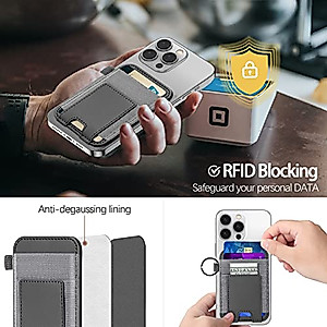 Magnetic Card Wallet Holder for MagSafe, Magsafe Wallet for Apple iPhone 14 Pro Max/14 Pro/14/14 Plus/13/12, MagSafe Leather Wallet, Magnetic Card Holder for iPhone 14/13/12 Series, Fit 7 Cards, Gray