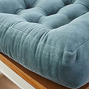 OITTO Quilted Chair Cushions,Dining Chair Cushions,Rocking Chair Cushions and Pads 3 inch Thick,17.7 x 17.7 inch,Machine Washable Velvet Fabric (Blue)