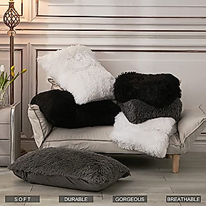 annadaif Plush Shaggy Duvet Cover, White Fluffy Comforter Cover Queen Size, Fuzzy Faux Fur Bedding Set with Zipper Closure, Luxury Ultra Soft 3 Pieces (1 Duvet Cover, 2 Pillowcases)