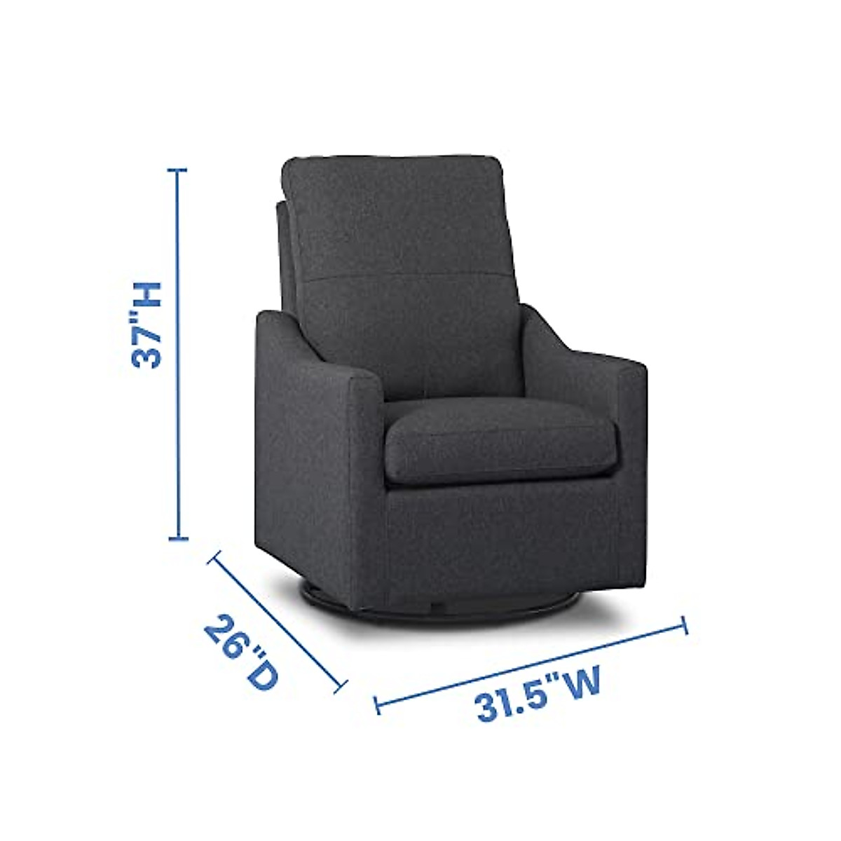 Delta Children Kenwood Glider Swivel Rocker Chair, Dark Grey