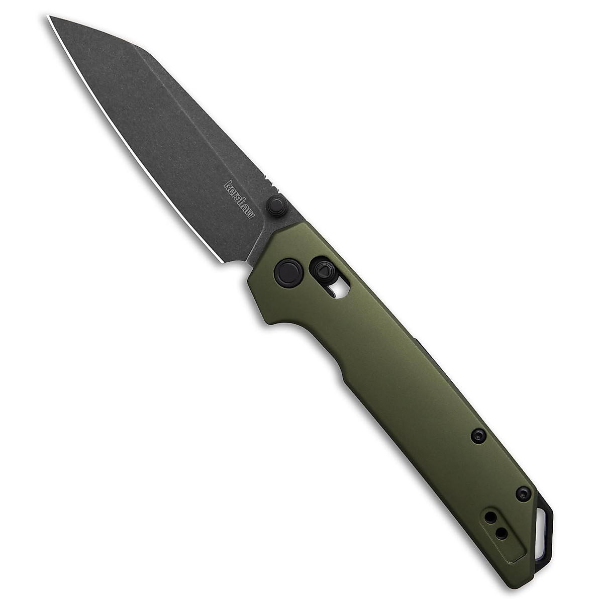 Kershaw Iridium Reverse Tanto Folding Pocket Knife, Sleek 3.4 inch D2 Steel Blade, DuraLock Locking Mechanism, Aluminum Handle, Designed in the USA (Green Aluminum/Black Stonewash)