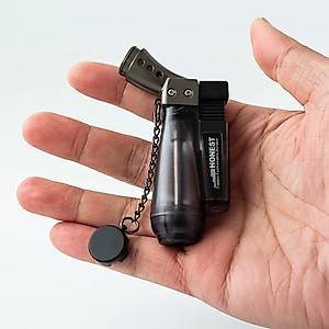 2 Pack Butane Torch Lighters,Fuel Tank Viewable,Keychain Hole,Windproof Single Torch, Butane Refillable Lighter (Black)