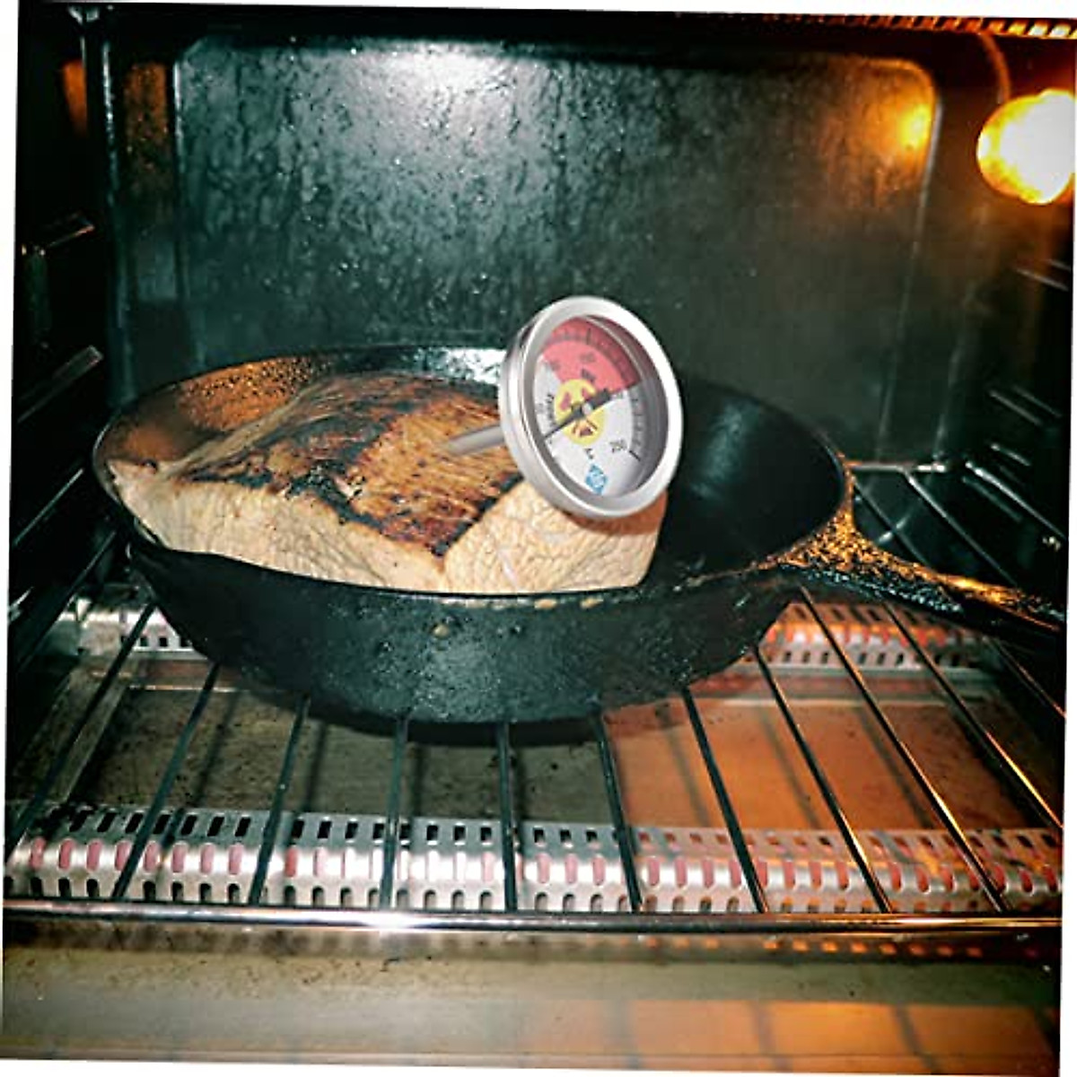 YARNOW - Pizza Roasting Baking Food Stainless Measurement Oven Gauge Fry Grill Temperature Deep Barbecue Practical Warming Frying Kitchen Smoker Pointer Steel -℃ for