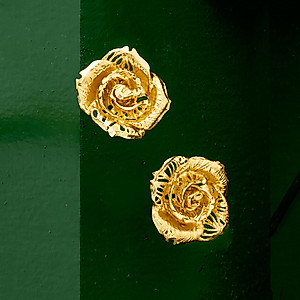 Ross-Simons Italian 14kt Yellow Gold Rose Earrings