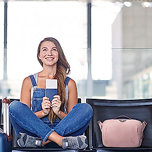 BAGSMART Camera Bag, DSLR Camera Bag, Waterproof Crossbody Camera Case with Padded Shoulder Strap, Anti-Theft Camera Shoulder Bag, Pink