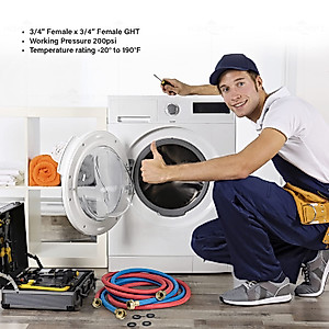 Highcraft CNCT2564L Hose Connector, for Hot and Cold Water, Washing Machine Supply Line, EPDM Rubber Tube Cover 4 Feet (Pack of 2 1 Ft, Red/Blue