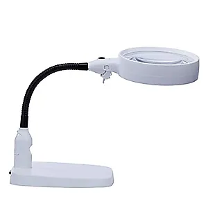 Tm-home Large 10x Magnifying Glass with Light and Stand, Folding Design with 6 LED Magnifying Lamp for Close Work