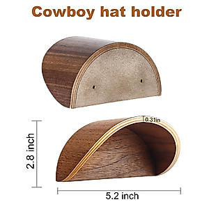 Cowboy Hat Rack ,2 Pack Wooden Cowboy Hat holder,Satin Finish Hat Hangers for Wall ,Cowboy Hat Rack for Wall Can Keeps Original Shape of Hat,Applies to Fedoras Hat Cowboy Hat Sun Hats ( Walnut Wood)