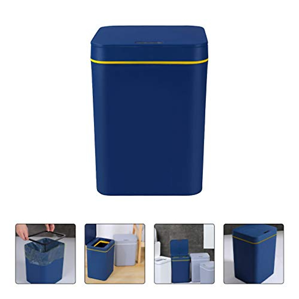 Hemoton Automatic Trash Can Motion Sensor Kitchen Garbage Bin Touchless for Bedroom Bathroom 16L Blue