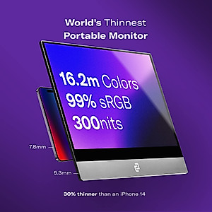 espresso Displays 15: World's Thinnest Portable Monitor - Premium Touchscreen for Mac, Windows & More. Durable, Robust Aluminium Design. 1 Cable Connection.