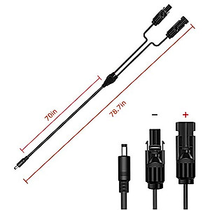 AIMTOM 6.6Ft Heavy Duty Waterproof Solar Male/Female Connector to DC 5.5mm x 2.1mm Solar Panel Adapter Cable for Charging SPS-155 SPS-194 Power Stations, Solar Generators or Rechargeable Battery Pack