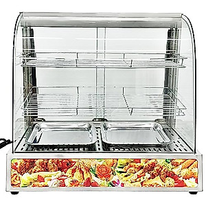 HQHAOTWU Commercial Food Warmer Display Electric Stainless Egg Tart Pizza Food Display Case with Lamp 3-Tier Countertop Pastry Warmer Temperature Adjustable 30-110℃/86-230℉110V