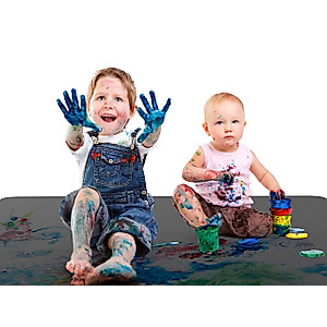 Super Jumbo Splat Mat – 60” x 60” Extra Large Waterproof and Washable Protective Mess Mat for Floors and Tables During Arts Crafts Painting Playtime and Mess ( Dark Grey, Jumbo- 5ft x 5ft (60" x 60")