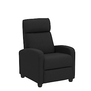 Yaheetech 2-Seat Fabric Pushback Recliner Chair with Thick Seat Cushion and Backrest Reclining Chair for Living Room Home Theater Matte Black