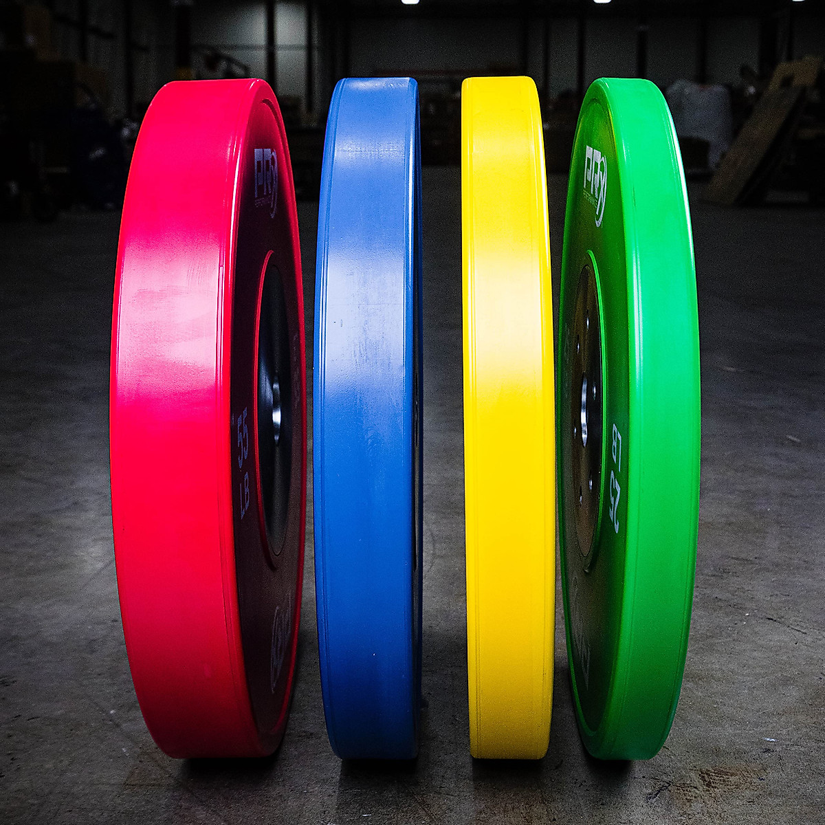 PRx Performance Color Elite Bumper Plate Pairs, Steel Center Insert with 2" Sleeve Hole, Minimal Bounce (45lb Pair)