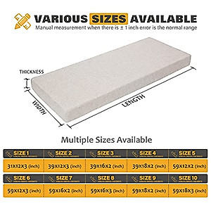 ROFIELTY Custom Bench Cushion for Bench Seat Cushion Window Seat Cushions Indoor Bench Cushions for Indoor Furniture Bench Pads Bench Pillow (Light Brown,31x12x3inch)