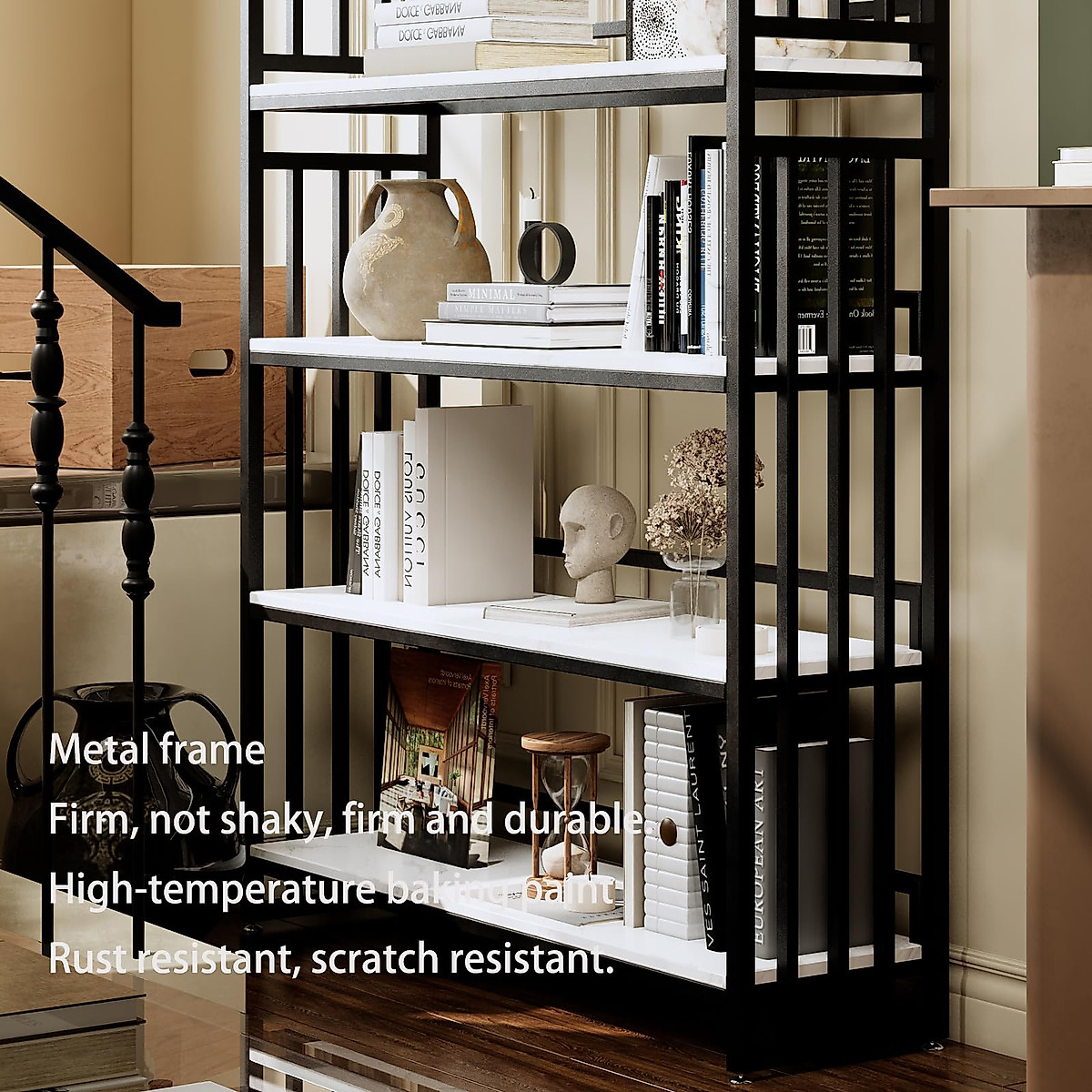 BUZUEY Bookshelf, 6 Tier Bookshelf,35.5 * 72in Tall Bookcase Shelf for CDs/Movies/Books, Home Office Bookcase Shelf Storage Organizer, Modern Book Shelf for Bedroom/Living Room/Home Office