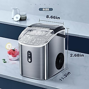 Xbeauty Nugget Ice Maker-Nugget Ice Maker Countertop Up to 35lbs of Ice a Day with Self-Cleaning,Stainless Steel,Removable Ice Basket&Scoop for Home/Kitchen/Office/Party,Stainless Steel Silver