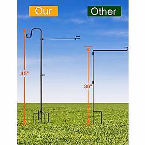 LOPANNY Garden Flag Holder Stand - Upgraded 45IN Garden Flag Pole with 2 Spring Stoppers and 1 Clip, Yard Garden Flag Holder for Small Flags(Without Solar Lights & Flag)