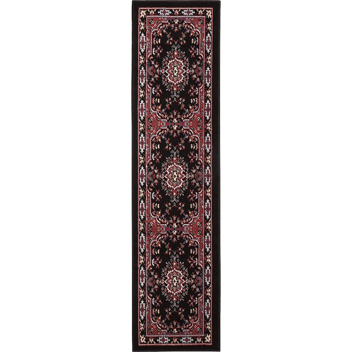Home Dynamix Premium Sakarya Traditional Medallion Border Area Rug, Black, 1'9"x7'2" Runner