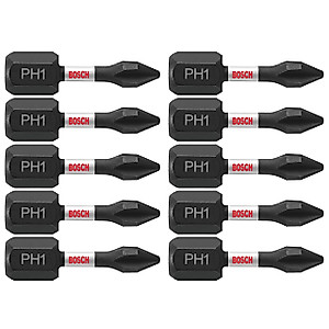 BOSCH ITPH11B 10-Pack 1 In. Phillips #1 Impact Tough Screwdriving Insert Bits