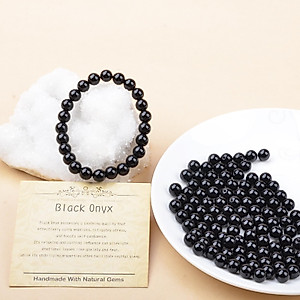 CHCCOYE 4mm Natural Healing Gemstone Bracelet Handmade Yoga Stretch Elastic Bracelet Stress Relief Crystal Jewelry for Men and Women (4mm, Black Onyx)