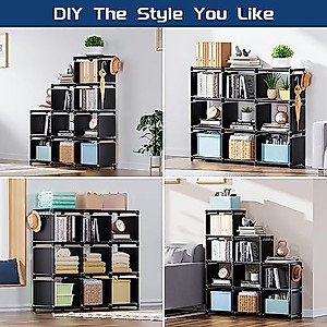 Mavivegue Bookshelf, 9 Cube Storage Organizer, DIY Bookcase, Metal Cube Bookshel, Cubbies Closet Storage Organizer Shelves for Bedroom,Living Room,Home,Office