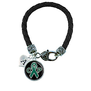 Holly Road Custom Cerebral Palsy Awareness Black Leather Bracelet Jewelry Choose Initial
