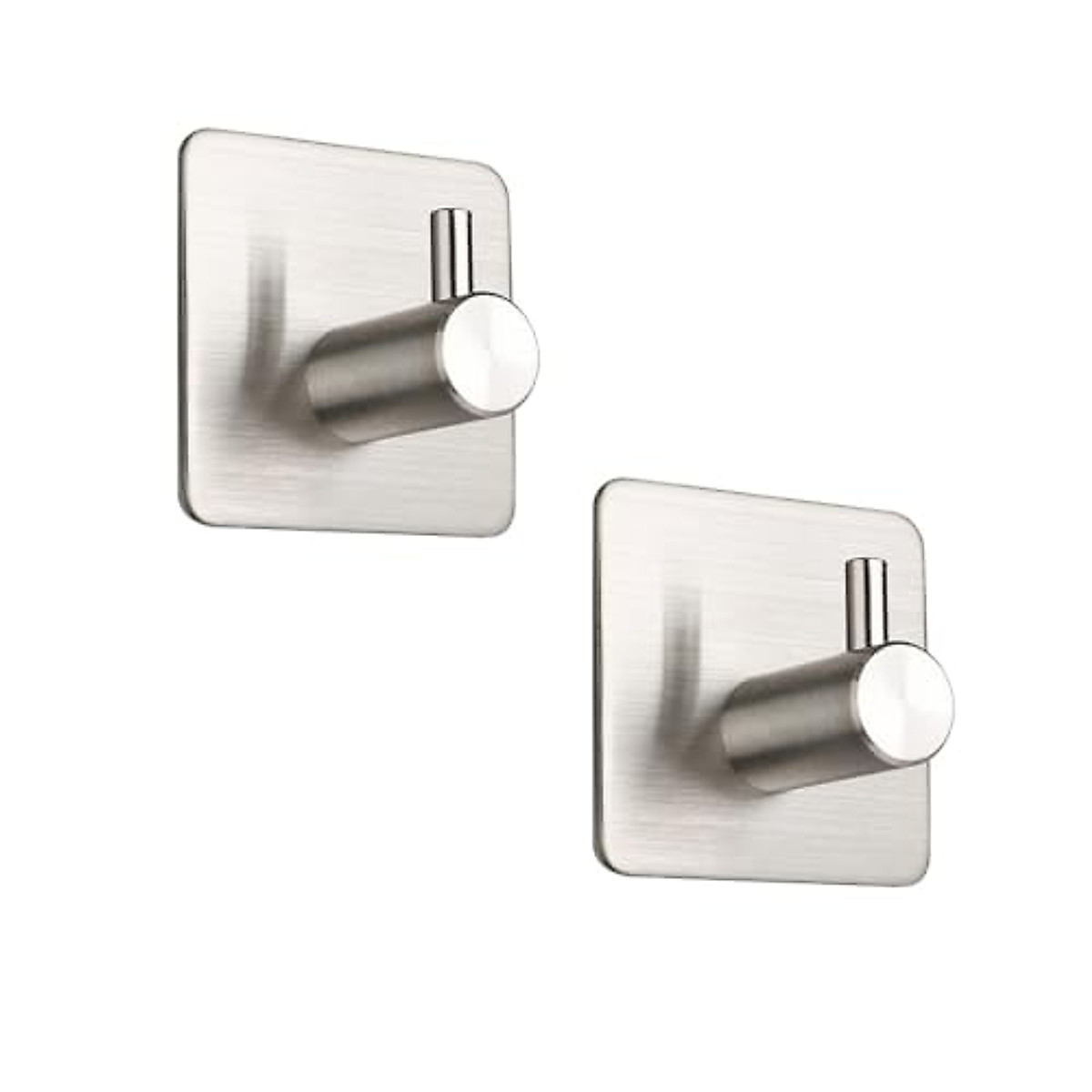 2pcs Suction Cup Hooks for Shower, Bathroom, Kitchen, Glass Door, Mirror, Tile – Loofah, Towel, Coat, Bath Robe Hook Holder for Hanging up to 15 lbs （SUS 304 Stainless Steel/Silver/Brushed Surface）