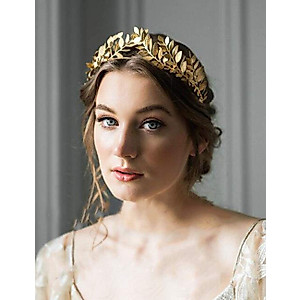 Chargances Bridal Gold Leaf Crown Headband Bridal Tiara Gold Leaf headpiece for Wedding Prom Festival Bridesmaid Hair Accessoriecs(Gold)